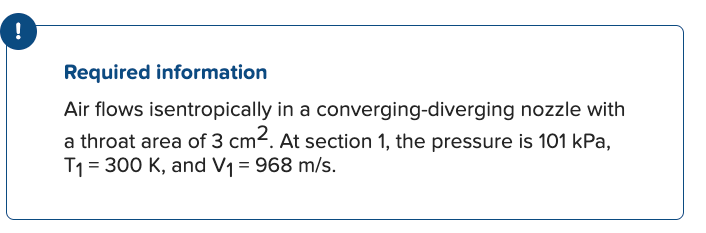Solved A) Determine the inlet area, A1. B) Determine the | Chegg.com