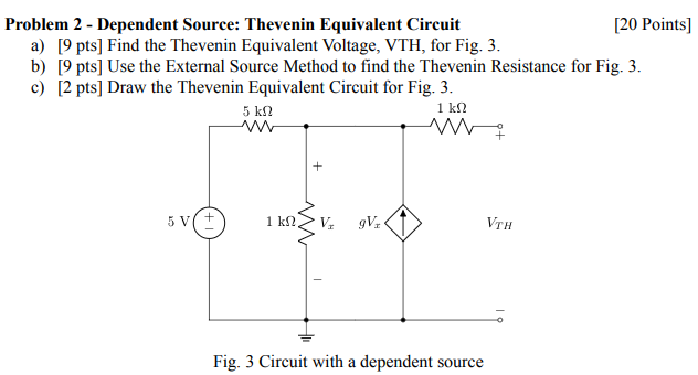 Solved Problem 2 - Dependent Source: Thevenin Equivalent | Chegg.com Solved Problem 2 - Dependent Source: Thevenin Equivalent | Chegg.com