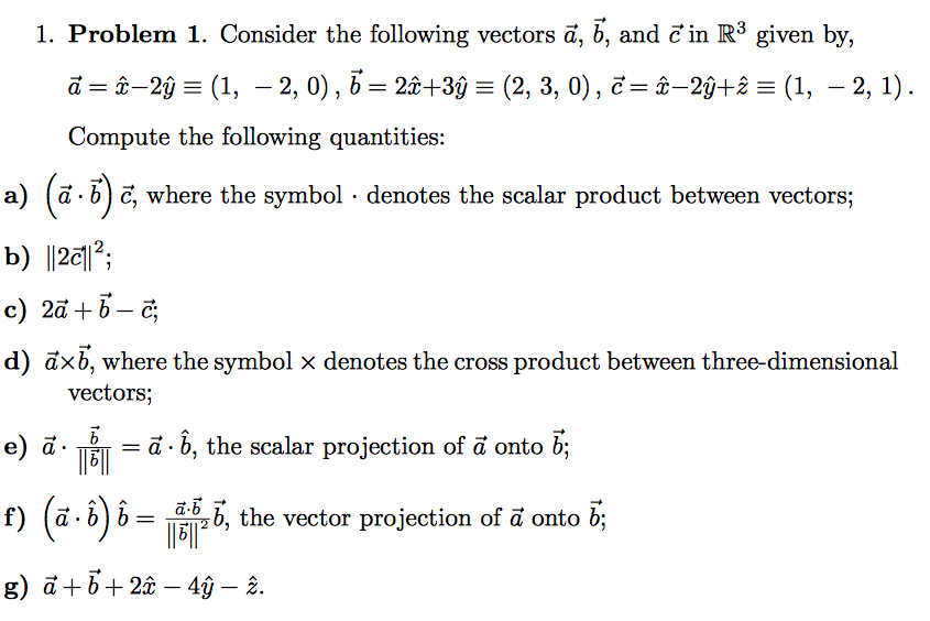 Solved 1. Problem 1. Consider the following vectors ä, b, | Chegg.com