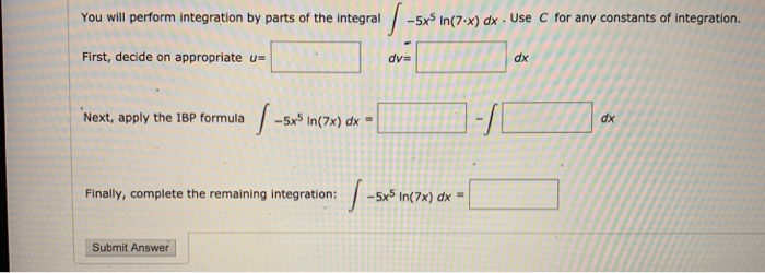 Solved You will perform integration by parts of the | Chegg.com
