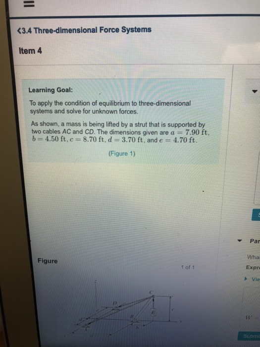 Solved 3.4 Three-dimensional Force Systems Item 4 Learning | Chegg.com