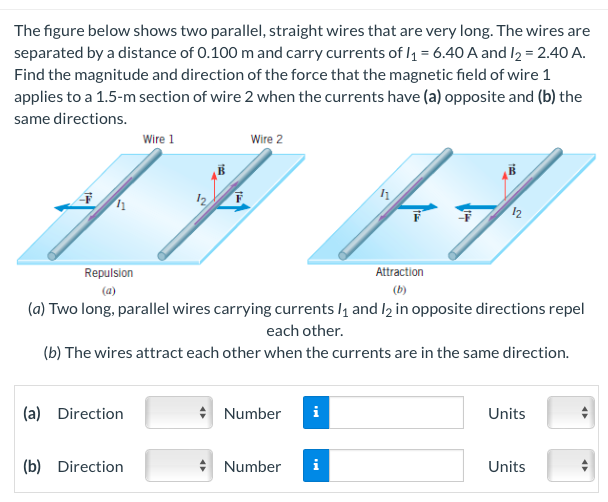 Solved The figure below shows two parallel, straight wires | Chegg.com