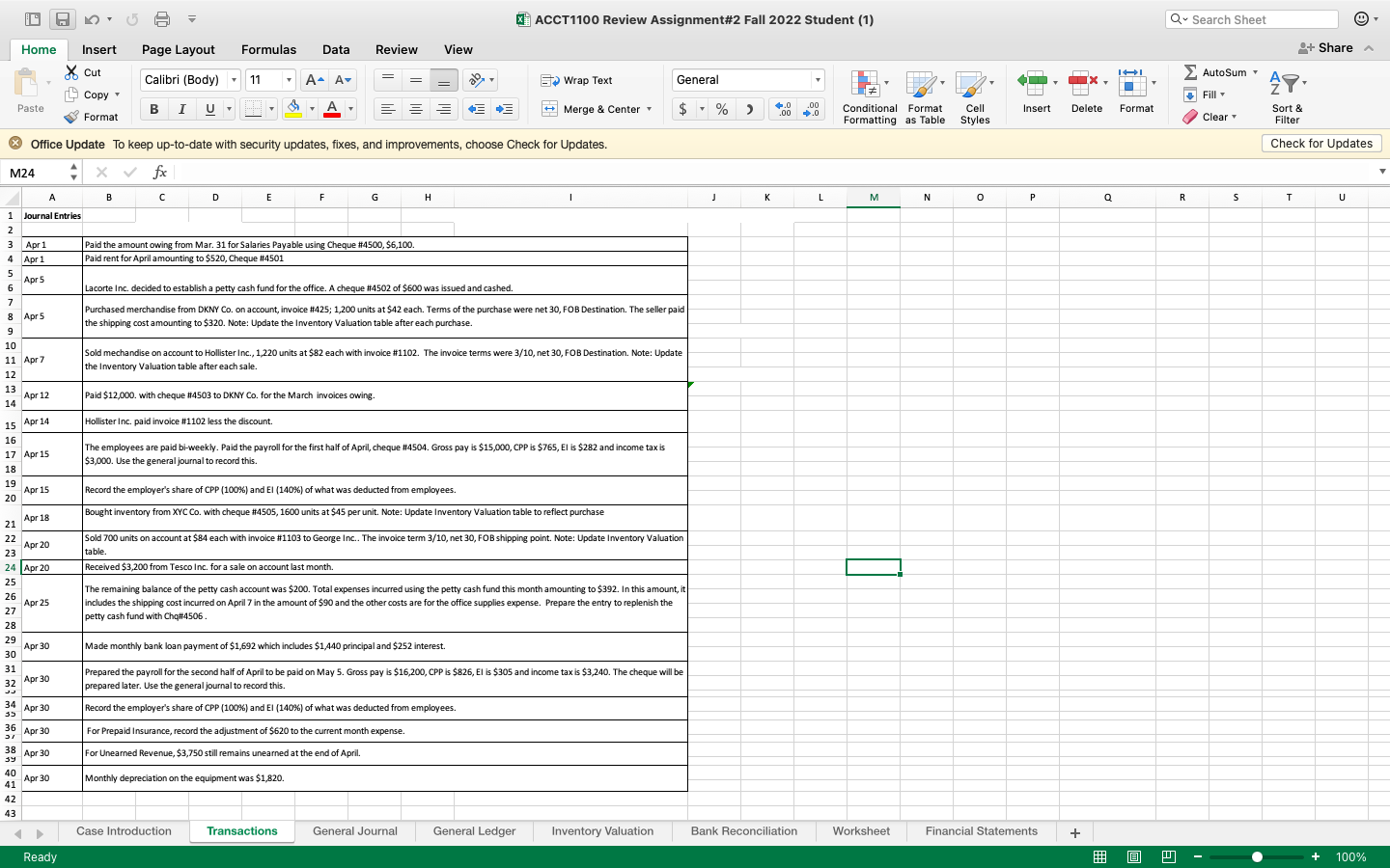 XI ACCT1100 Review Assignment\#2 Fall 2022 Student | Chegg.com