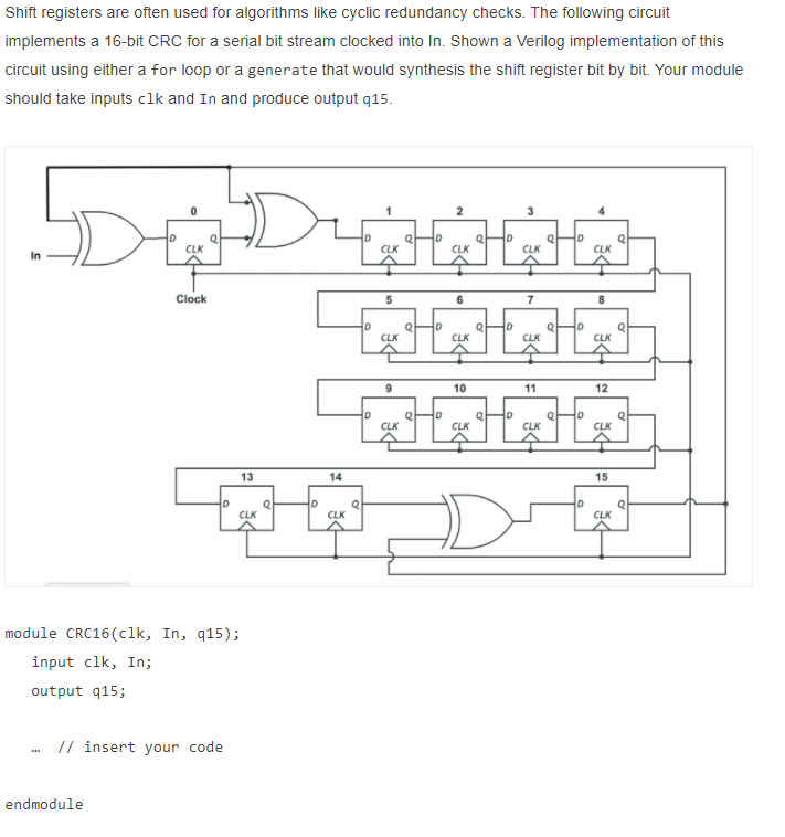 Solved Shift registers are often used for algorithms like | Chegg.com