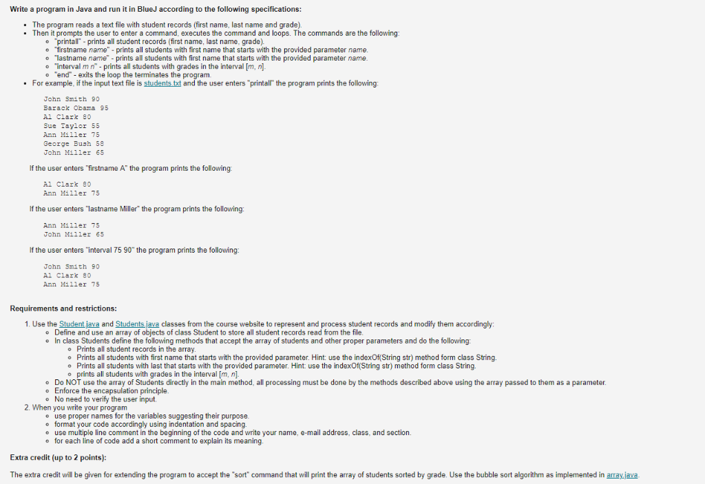 Solved public class Student { private String fname, | Chegg.com