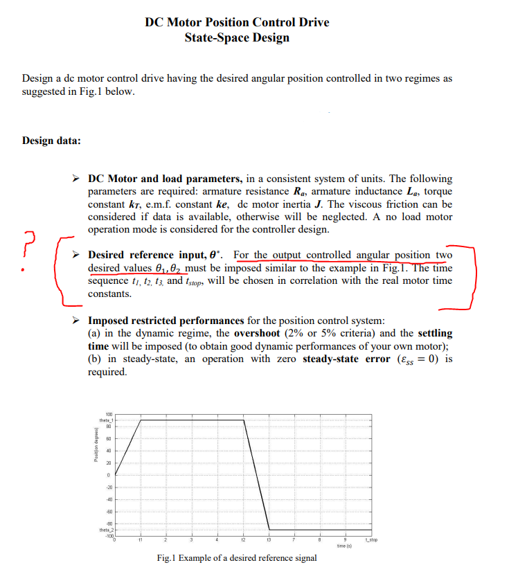 DC Motor Position Control Drive State-Space Design | Chegg.com