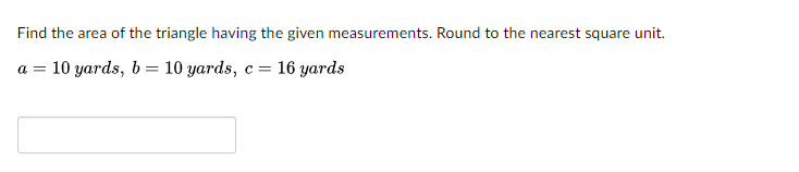 Solved Find the area of the triangle having the given | Chegg.com