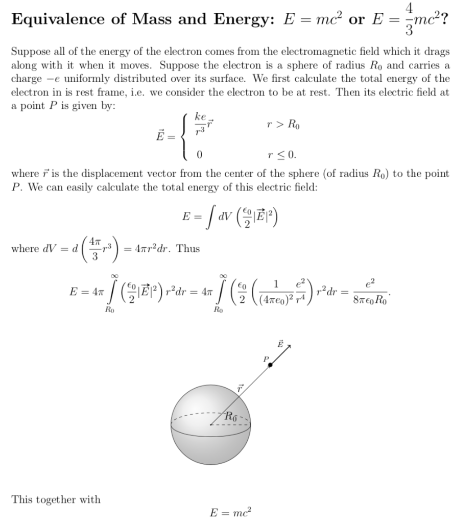 Solved Equivalence of Mass and Energy: E = mc2 or E me?? | Chegg.com