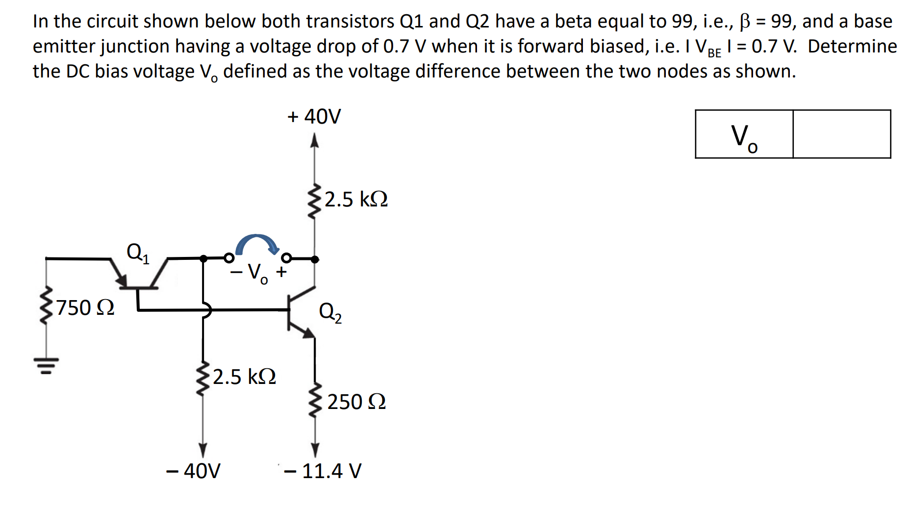Solved In the circuit shown below both transistors Q1 and Q2 | Chegg.com