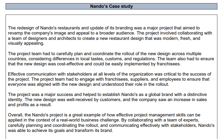 Solved Attached is the Nandos case study. Below the case | Chegg.com