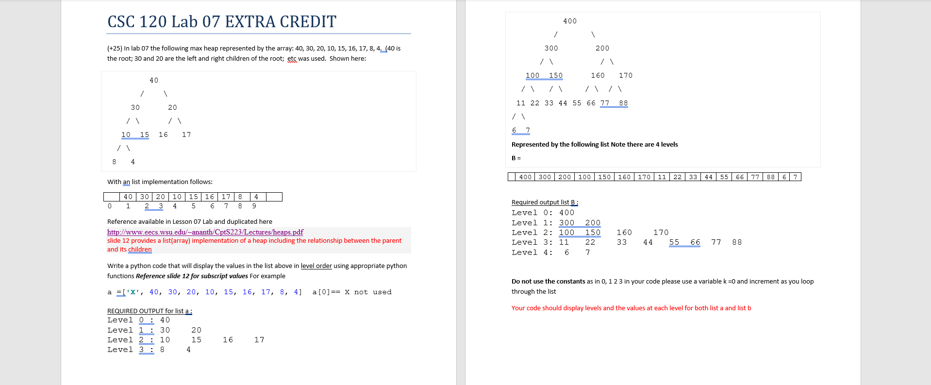 Solved CSC 120 Lab 07 EXTRA CREDIT 400 / 300 200 (+25) In | Chegg.com