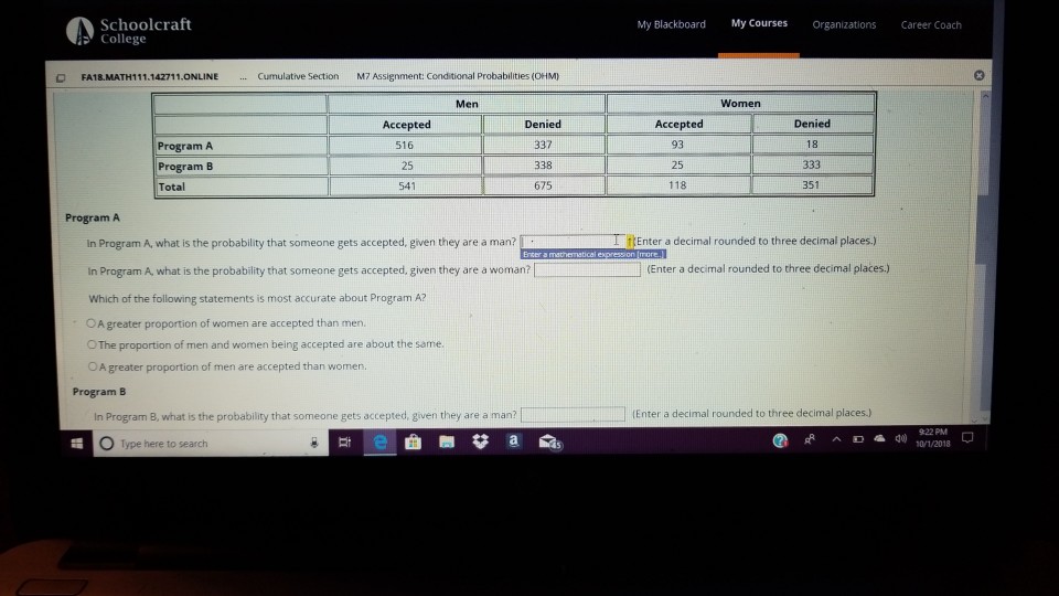 Solved Schoolcraft My Blackboard MyCorses Organizations | Chegg.com