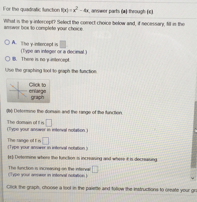 Solved For the quadratic function f(x)= x2-4x, answer parts | Chegg.com