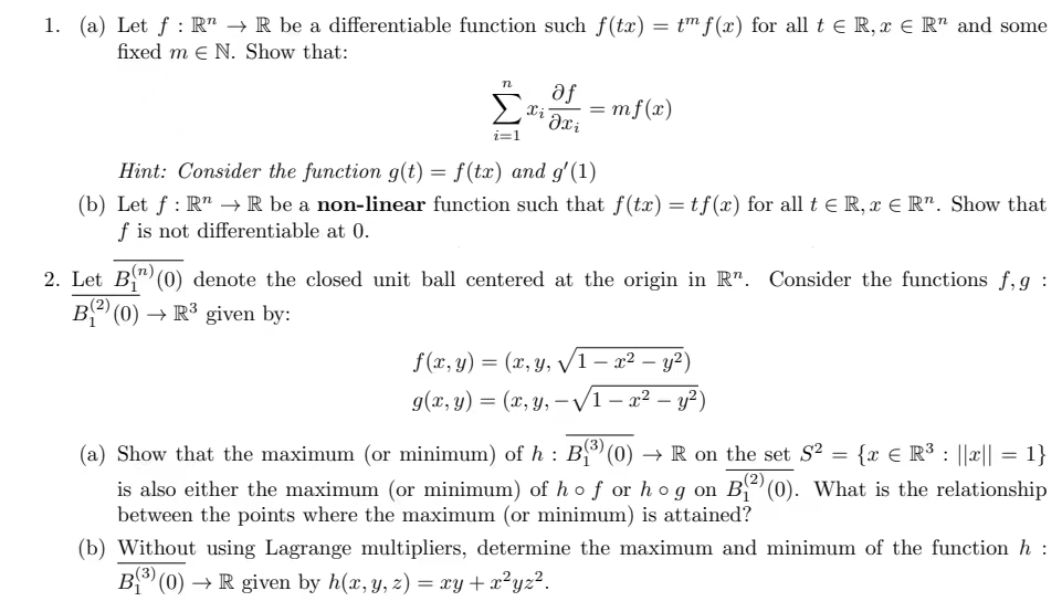 Solved (a) Let f:Rn→R be a differentiable function such | Chegg.com