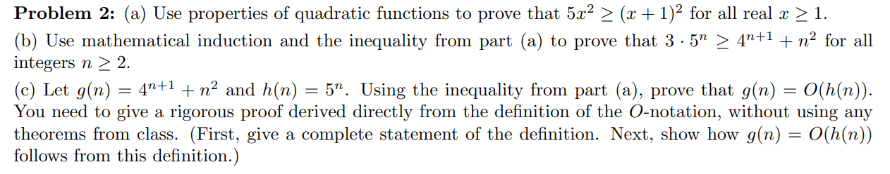 Solved Problem 2: (a) Use properties of quadratic functions | Chegg.com