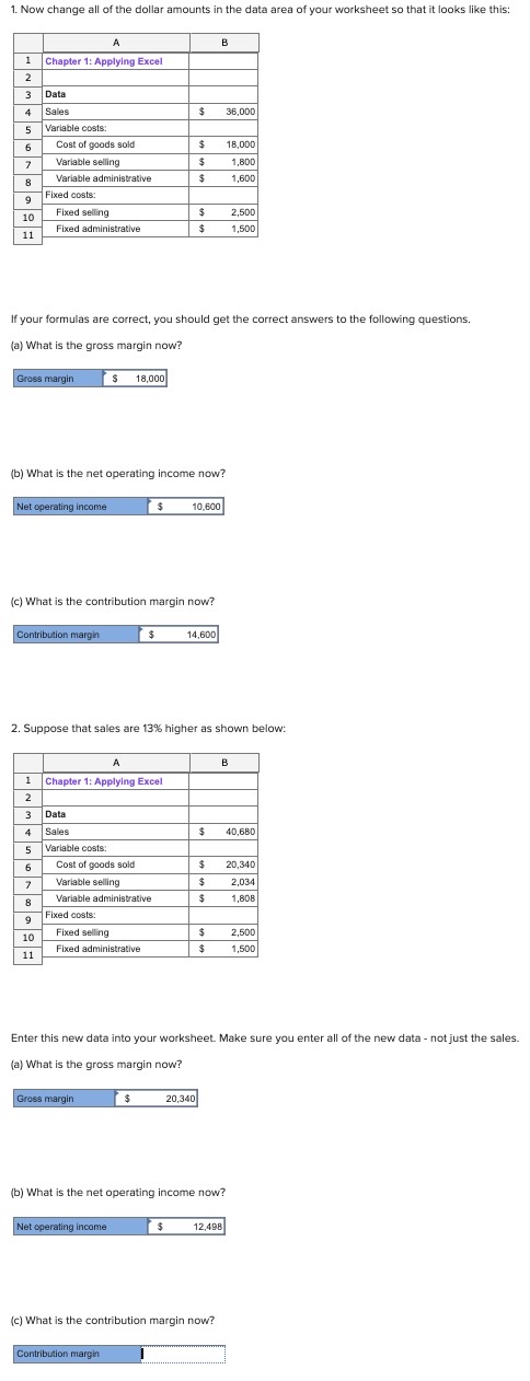 Solved If your formulas are correct, you should get the | Chegg.com Solved If your formulas are correct, you should get the | Chegg.com