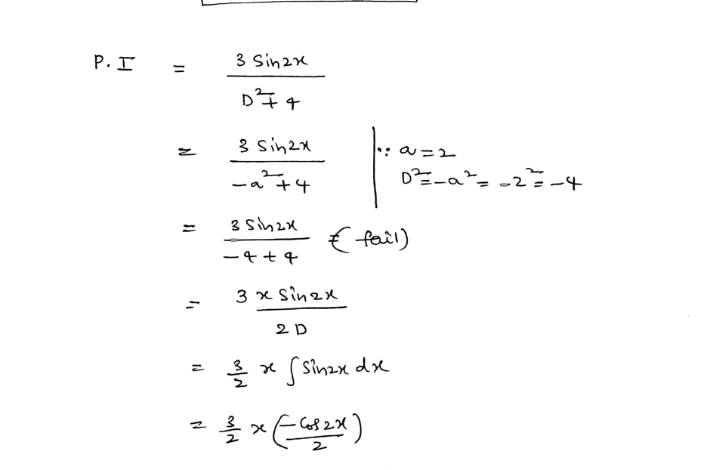 Solved Solve the differential equation y''+4y=3sin2x by | Chegg.com
