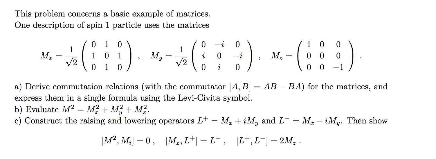 Solved This problem concerns a basic example of matrices. | Chegg.com