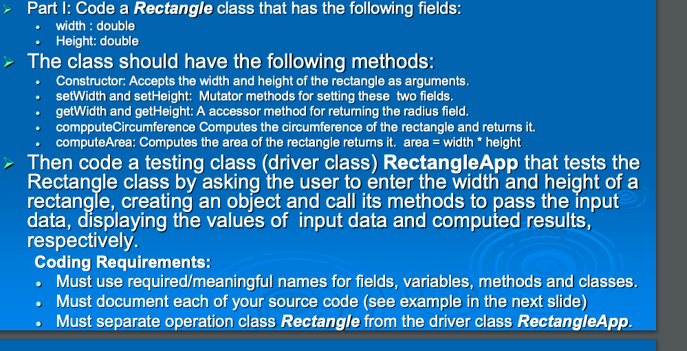 Solved //the code of rectangle import | Chegg.com