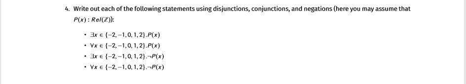 Solved 4. Write out each of the following statements using | Chegg.com