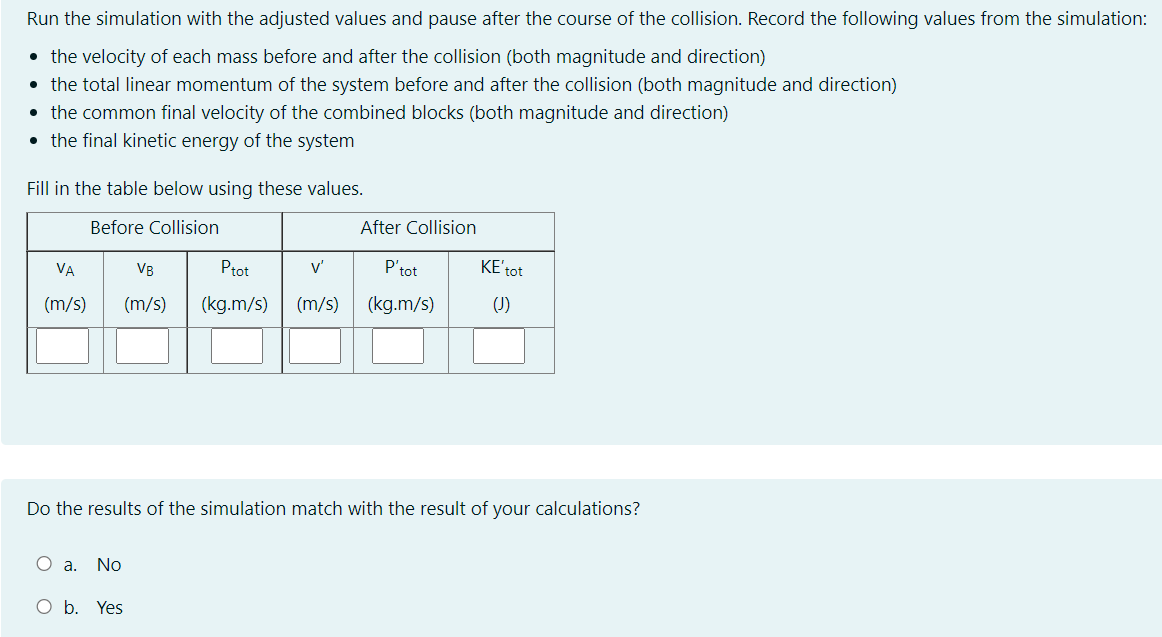 Momentum & Energy: Elastic and Inelastic Collisions | Chegg.com