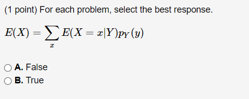 Solved (1 point) For each problem, select the best response. | Chegg.com