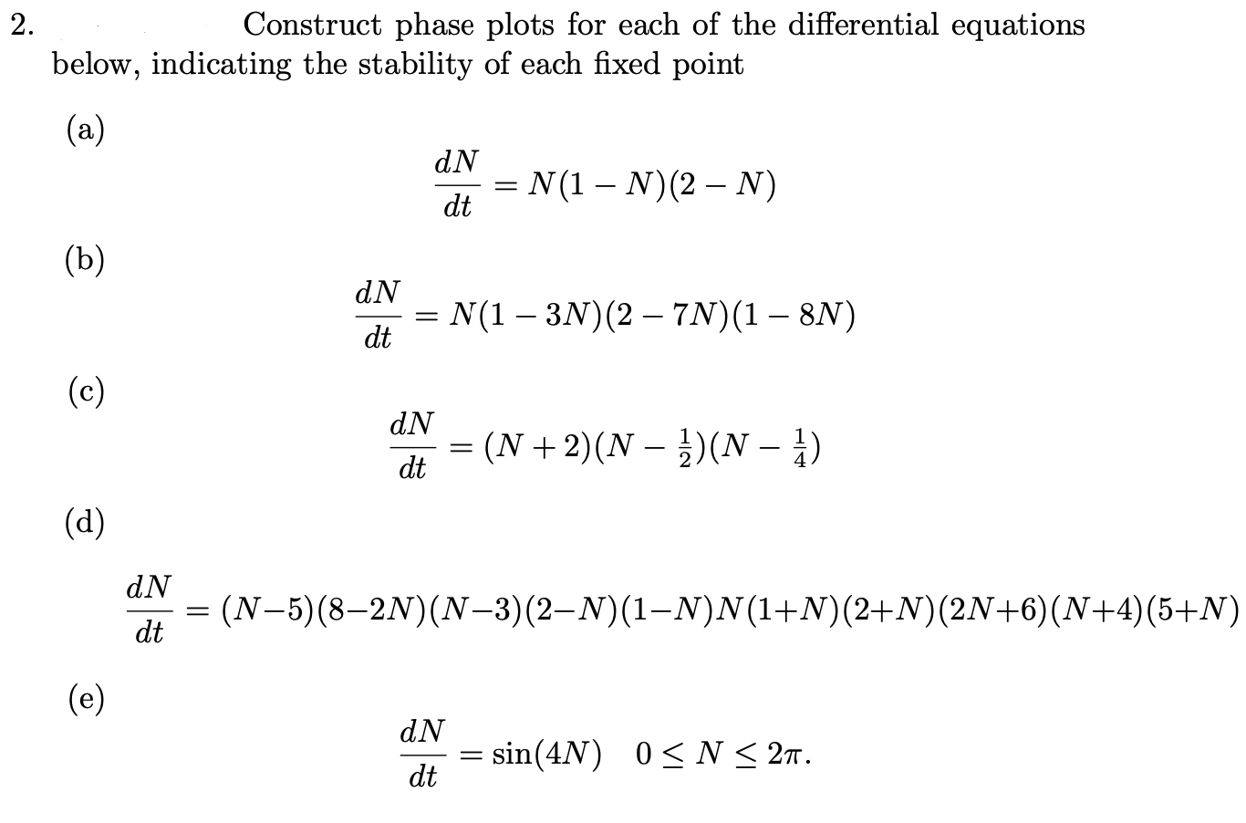 Construct phase plots for each of the differential | Chegg.com