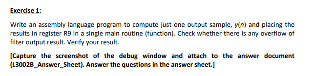 Exercise 1: Write an assembly language program to | Chegg.com