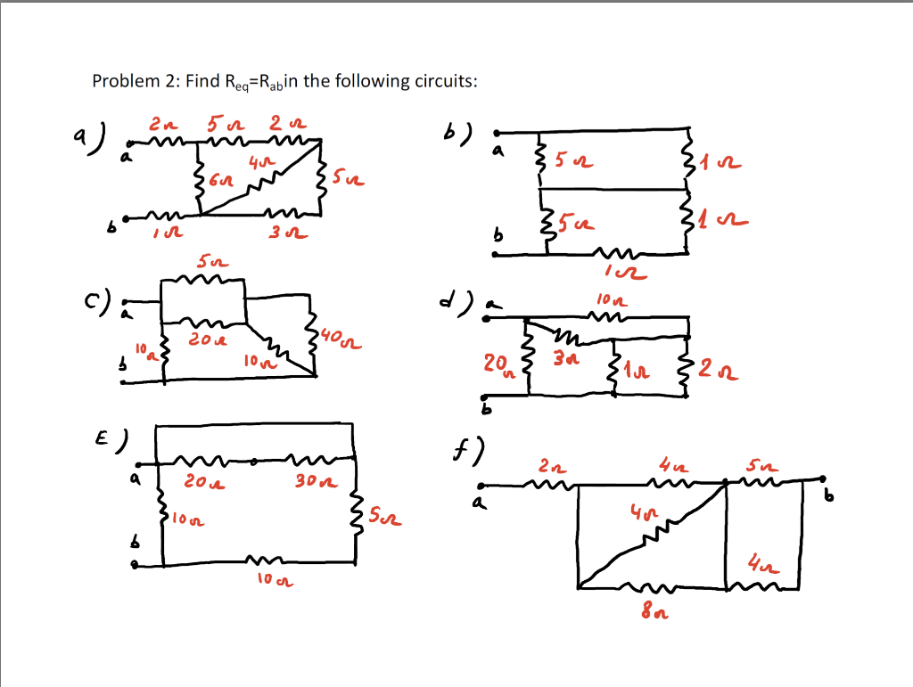 Solved Problem 2: Find Req=Rabin the following circuits: 20 | Chegg.com