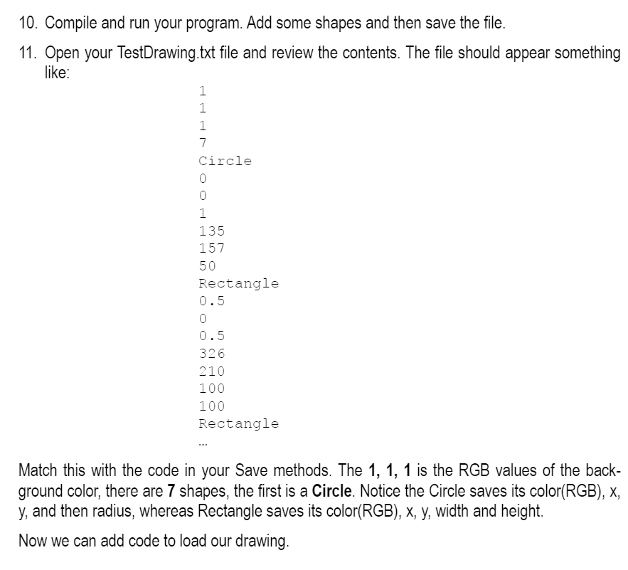 Solved Instructions This task continues the Shape Drawer | Chegg.com