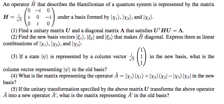 Solved An operator that describes the Hamiltonian of a | Chegg.com