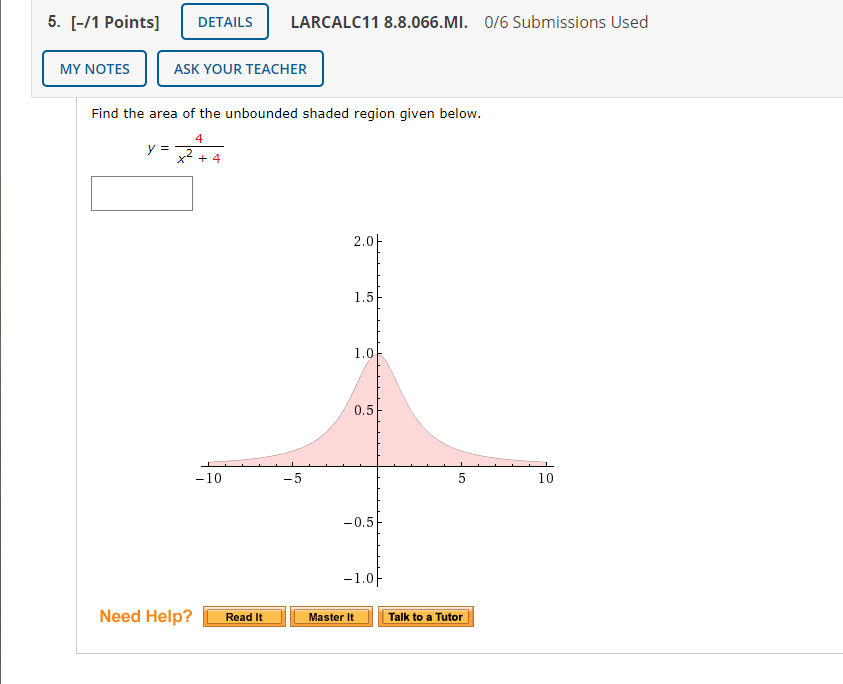 Solved Find the area of the unbounded shaded region given | Chegg.com