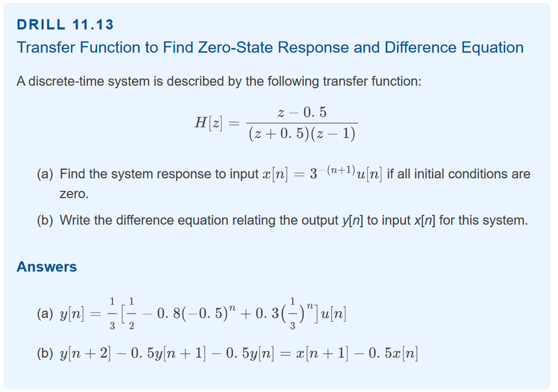 Solved Transfer Function to Find Zero-State Response and | Chegg.com
