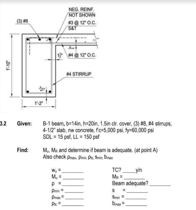 34 ft +Mu=+WUL?/11 Mu=-wuL 10 Check B-1 beam at point | Chegg.com