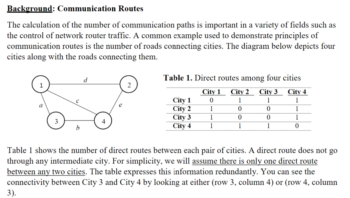 Solved Background: Communication Routes The calculation of | Chegg.com