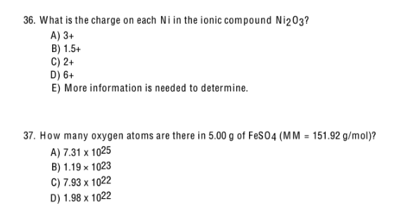 Solved 36. What is the charge on each Ni in the ionic | Chegg.com
