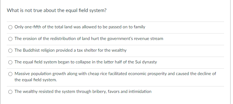 Solved What is not true about the equal field system? Only | Chegg.com