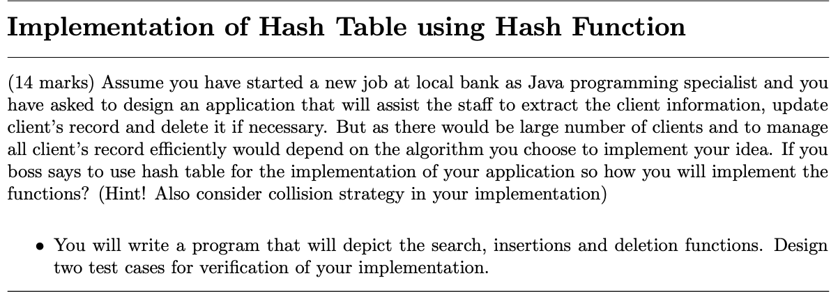 Solved Implementation of Hash Table using Hash Function (14 | Chegg.com