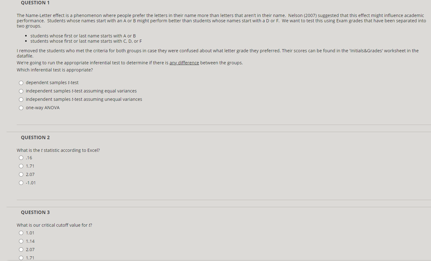 Solved QUESTION 1 The Name-Letter effect is a phenomenon | Chegg.com