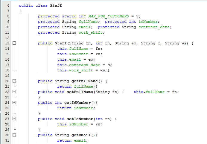 Solved java code Improving Staff Class [2] Create a | Chegg.com
