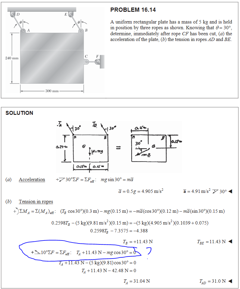 Solved PROBLEM 16.14 D B A uniform rectangular plate has a | Chegg.com