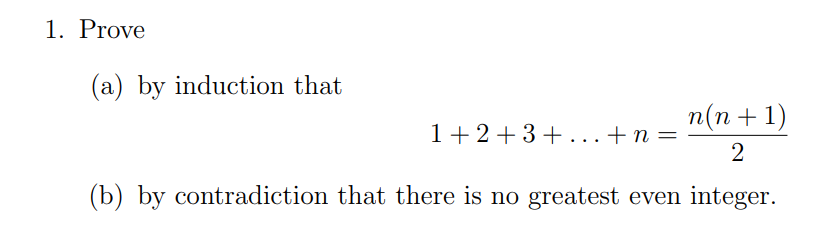 Solved Prove (a) by induction that 1+2+3+…+n=2n(n+1) (b) by | Chegg.com