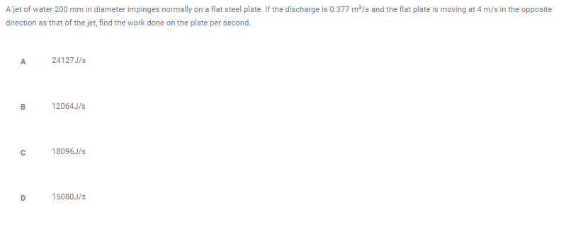 Solved A jet of water 200 mm in diameter impinges normally | Chegg.com
