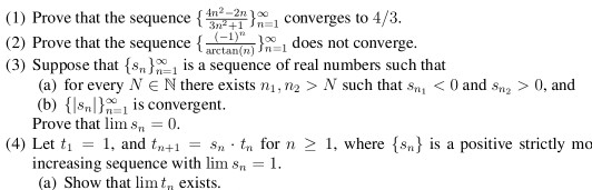 Solved 4n2-2no (1) Prove that the sequence converges to 4/3 | Chegg.com