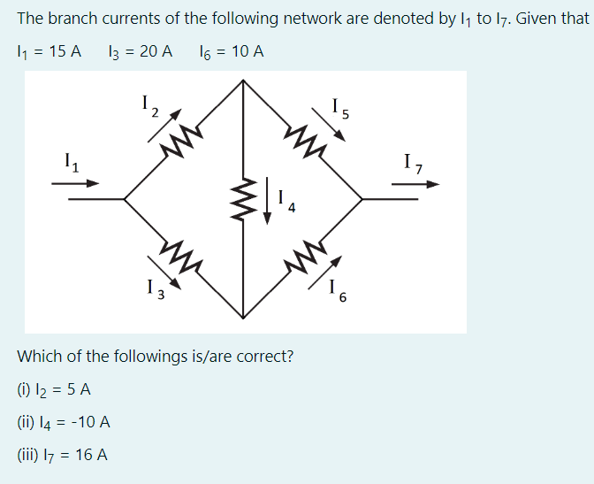 Solved The branch currents of the following network are | Chegg.com