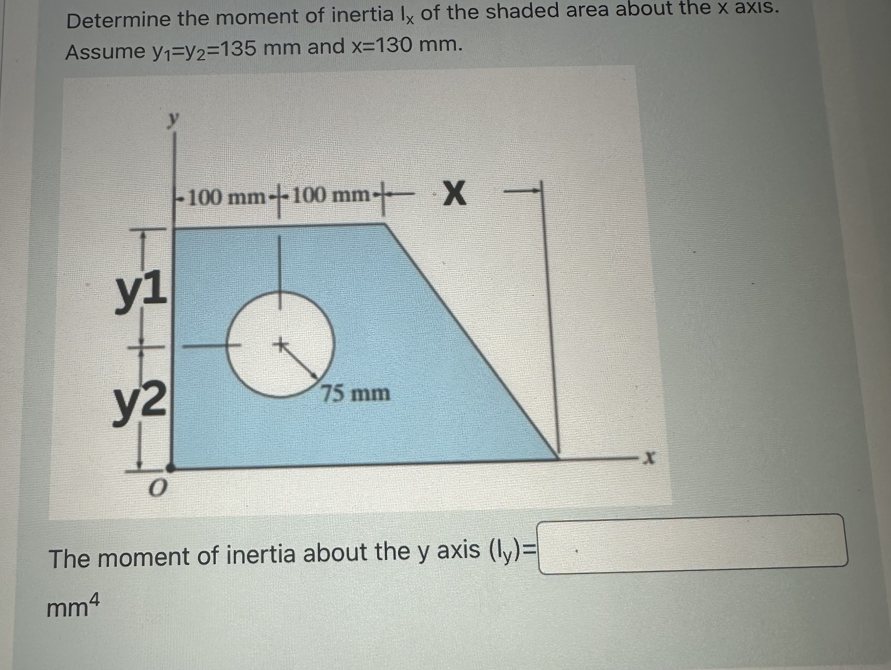 Determine the moment of inertia Ix ﻿of the shaded | Chegg.com