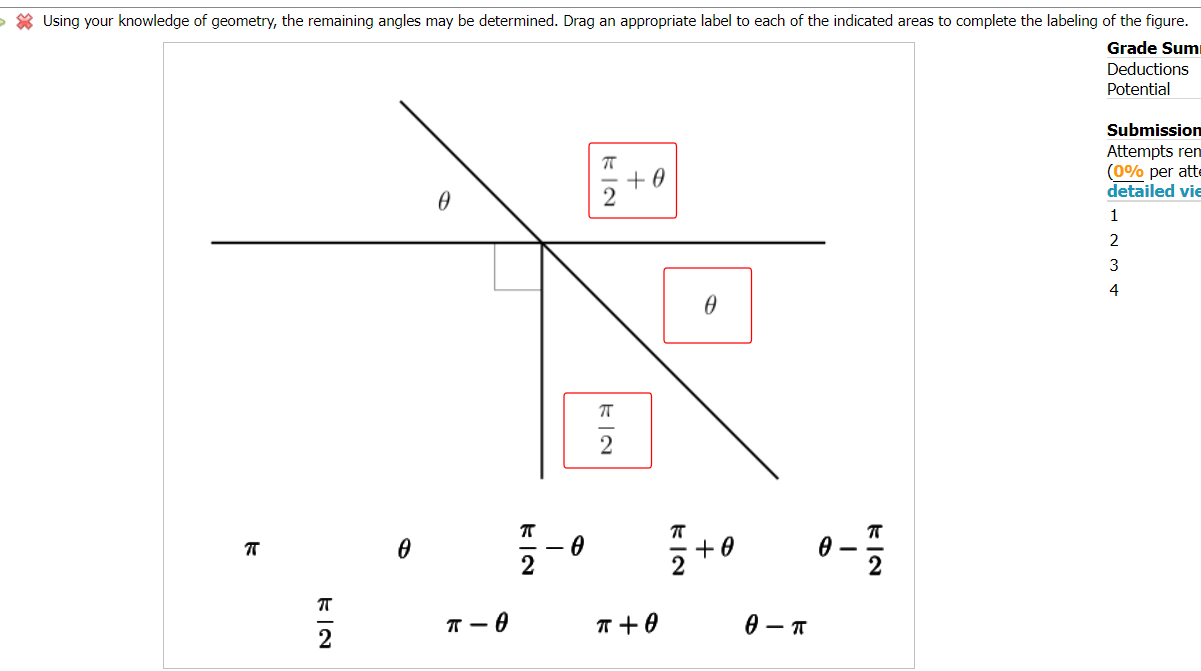 Solved $ Using your knowledge of geometry, the remaining | Chegg.com
