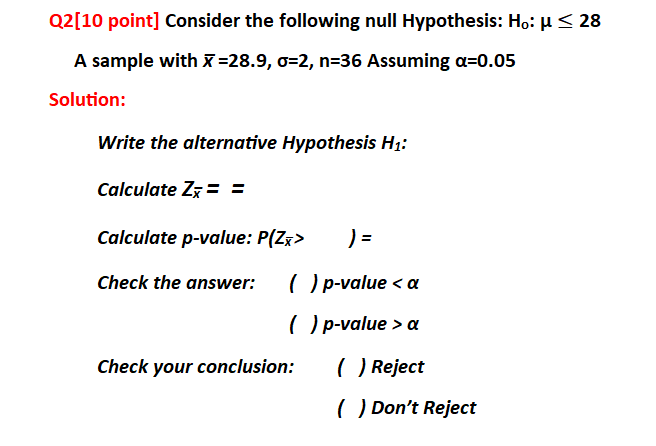 Solved Q2[10 point] Consider the following null Hypothesis: | Chegg.com