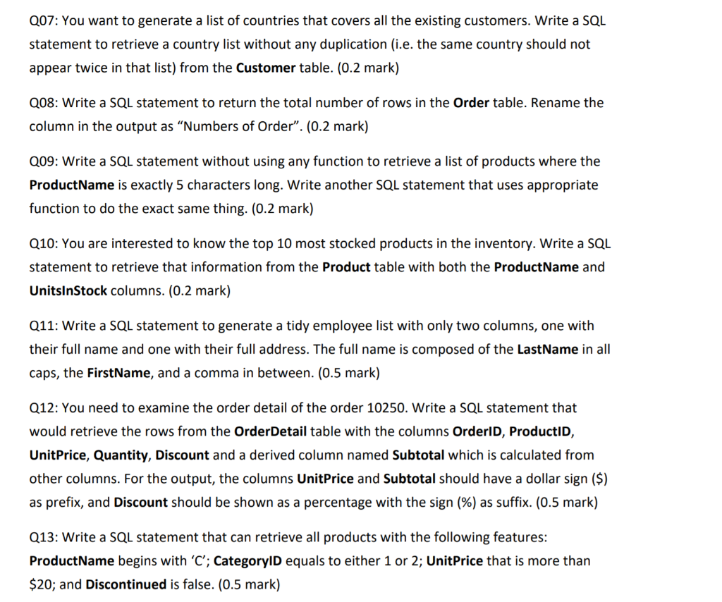 Solved Q07: You want to generate a list of countries that | Chegg.com