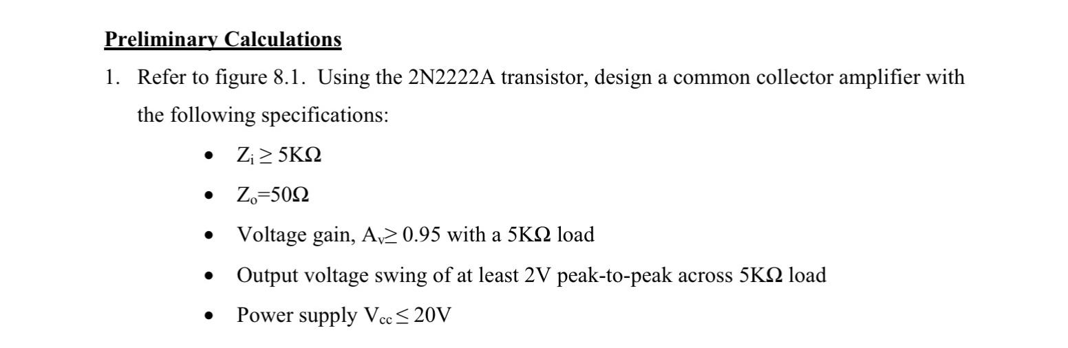 Solved Preliminary Calculations 1. Refer to figure 8.1. | Chegg.com